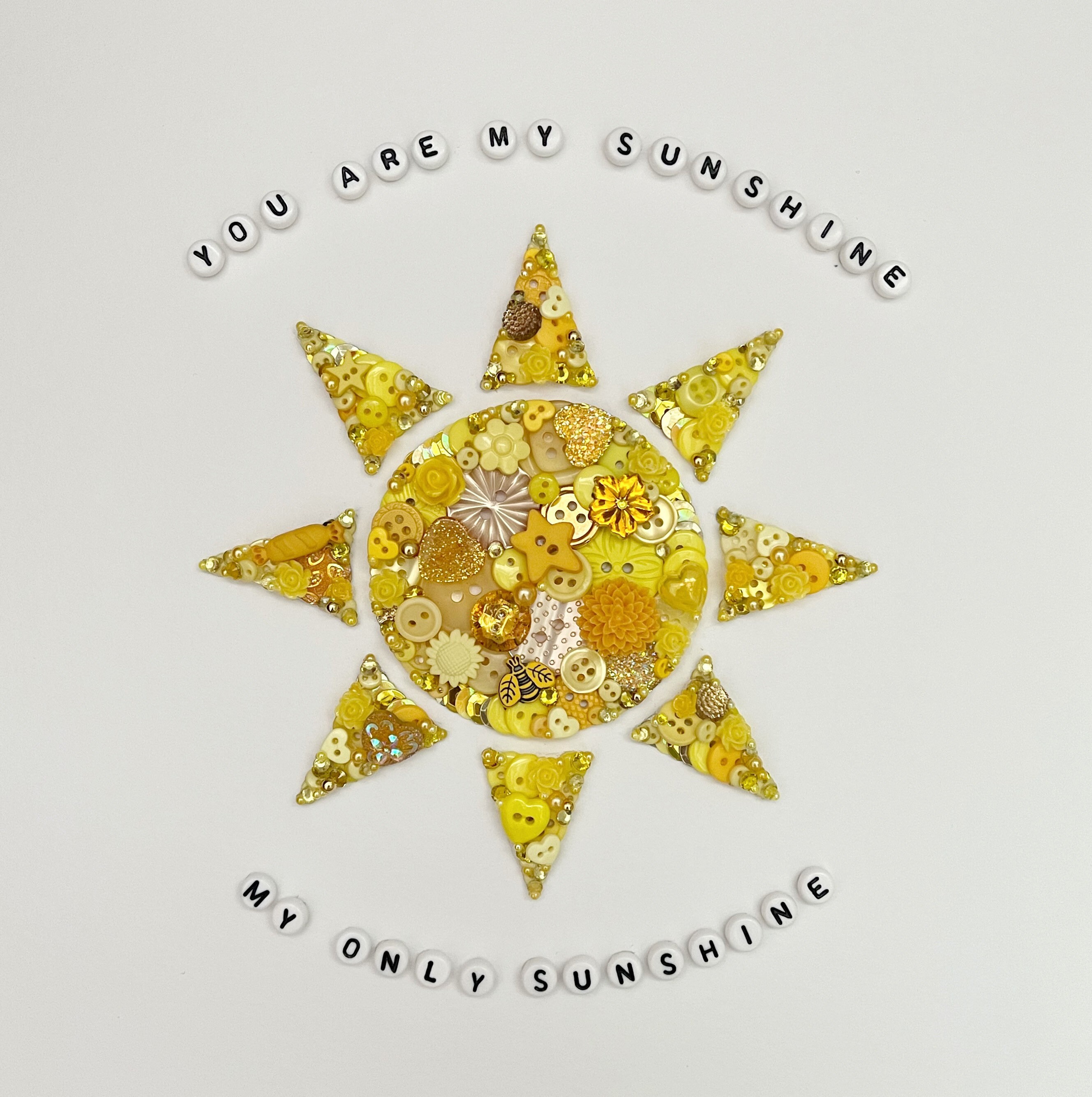 Button Art Picture Sunshine Nursery Decor Sun Art - Etsy