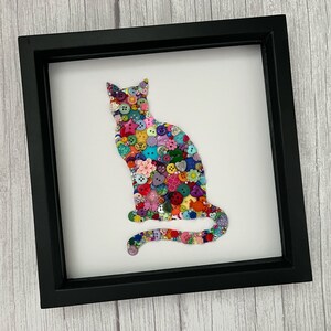 Cat Button Art Picture, Unique Wall Art, Home Decor, Cat Lover Gift ...