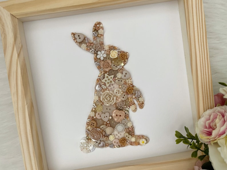 Bunny Rabbit Button Art Woodland Nursery Decor Home Decor - Etsy