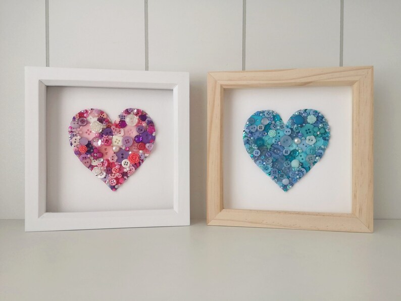 Love Heart Button Art Picture Personalised Gifts Home Decor - Etsy