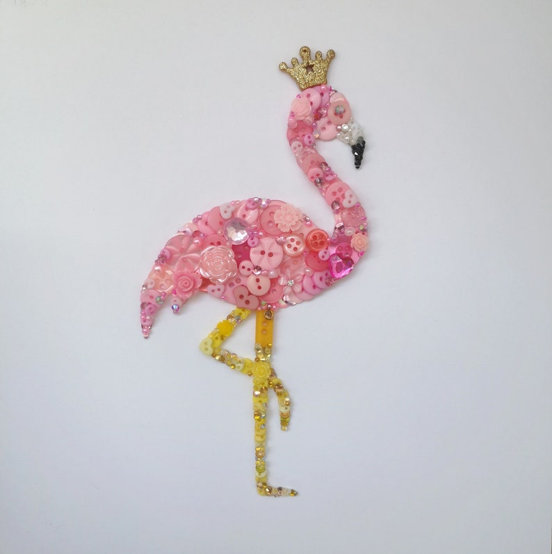 Flamingo Art Button Art Picture Home Decor Nursery Decor - Etsy