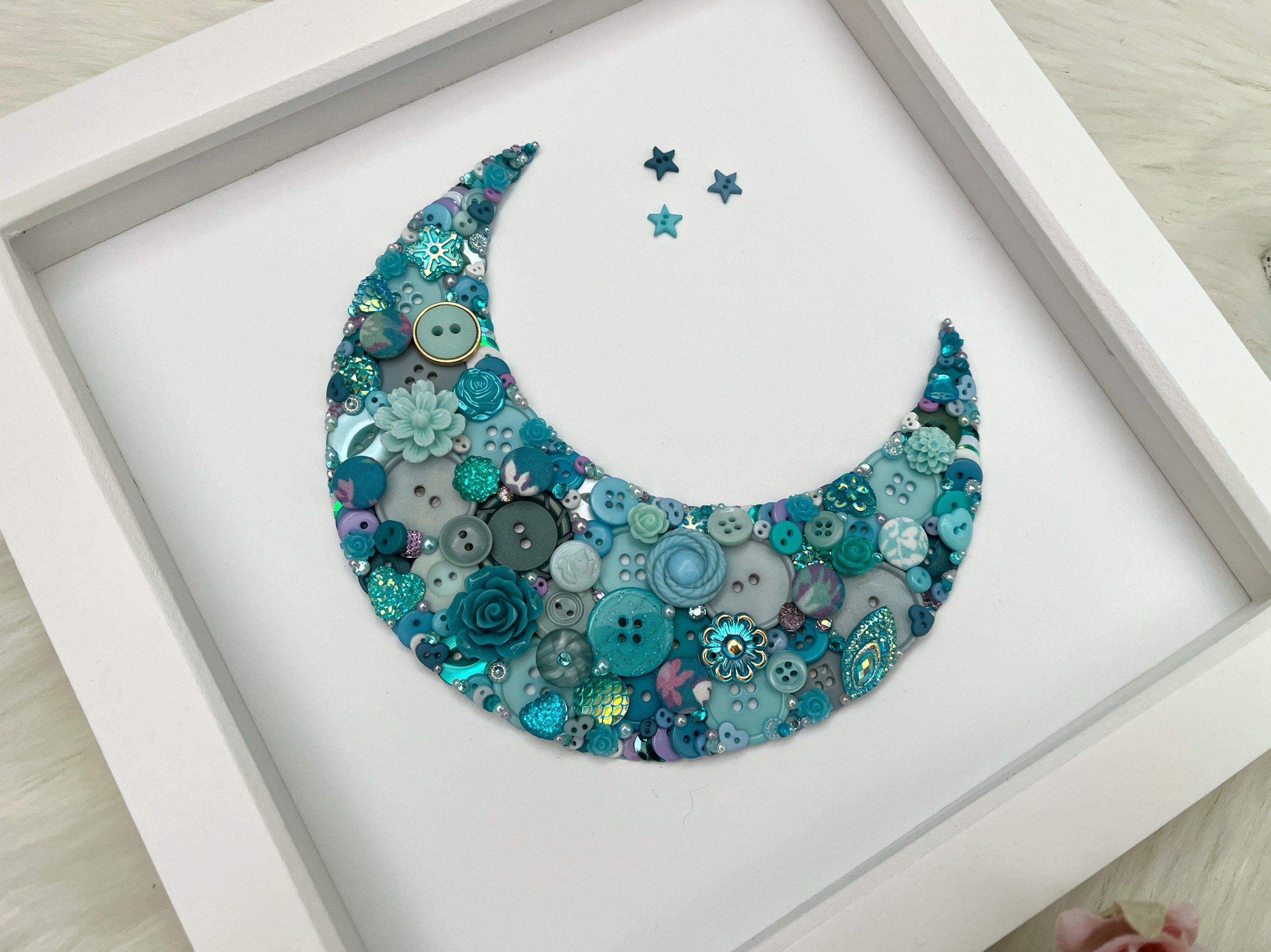 Moon Button Art Picture Home Decor Nursery Crescent Moon - Etsy