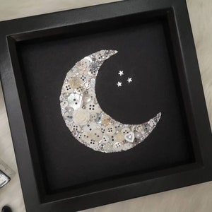 Button Moon Art Picture. Mini Button Moon, Space Art, Personalised ...