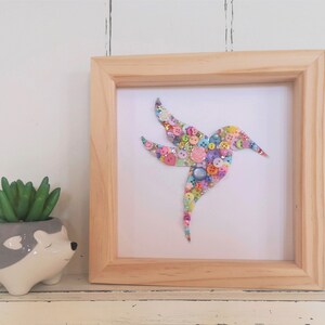 Hummingbird Button Art Picture, Home and Nursery Decor, Unique Wall Art ...