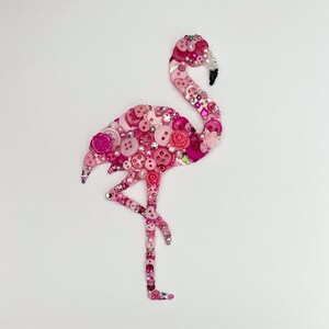 Flamingo Art, Button Art Picture, Flamingo Gifts, Home Decor, Nursery ...