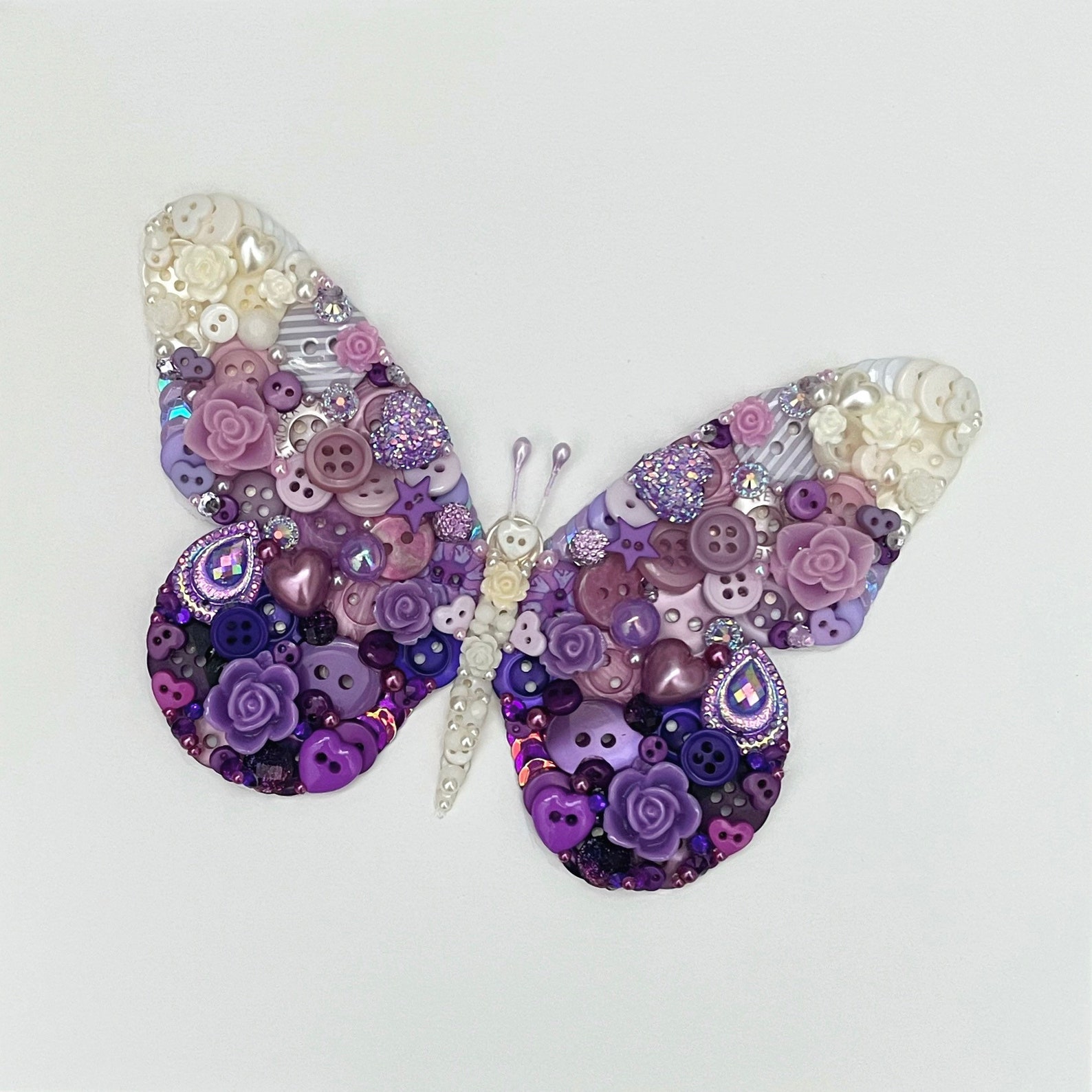 Butterfly Button Art Picture Home and Nursery Decor Girls - Etsy