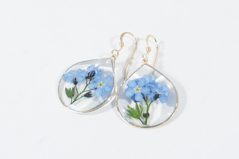 Forget me not Earrings Resin Earrings Pressed Flowers | Etsy