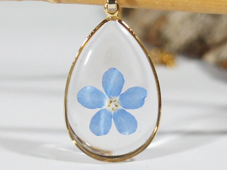 Forget Me Not Necklace, Forget Me Not Jewelry, Pressed Flower, GOLD ...