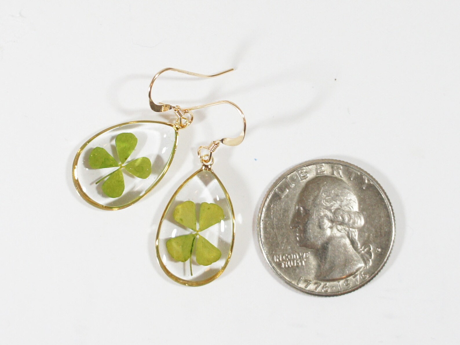 Four Leaf Clover Earrings Shamrock Earrings Pressed Clover - Etsy