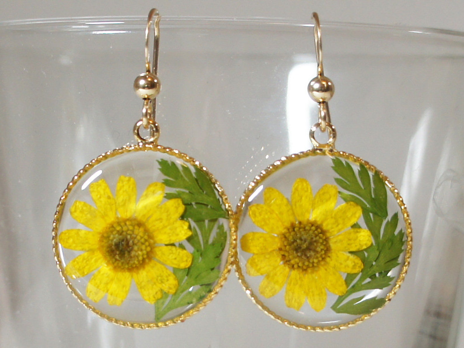 Yellow Flower Earrings Pressed Flower Earrings Resin | Etsy