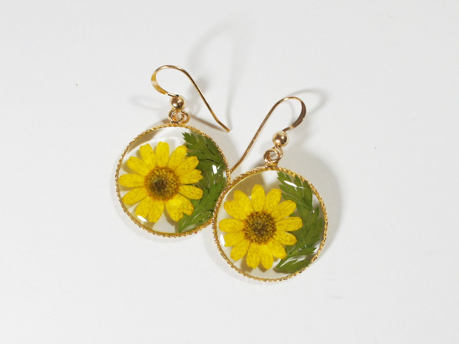 Yellow Flower Earrings Pressed Flower Earrings Resin | Etsy