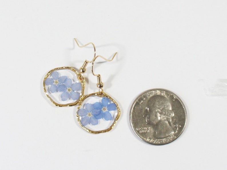 Forget me not earrings Pressed flowers Jewelry Resin | Etsy