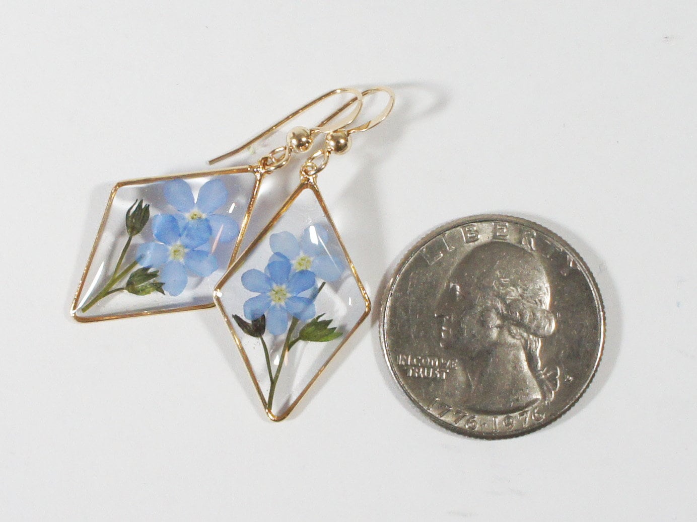 Forget me not Earrings Resin Earrings Pressed Flowers | Etsy