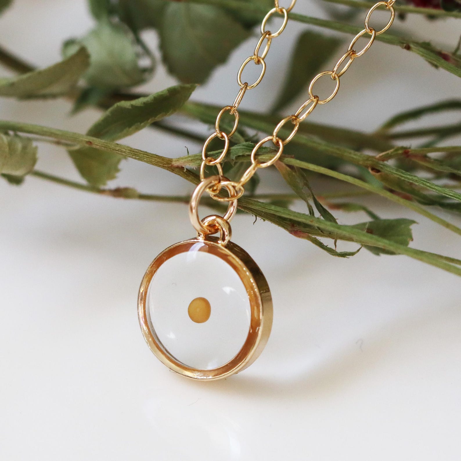 Mustard Seed Necklace: Gold Plated Resin Pendant, Christian Gift - Etsy