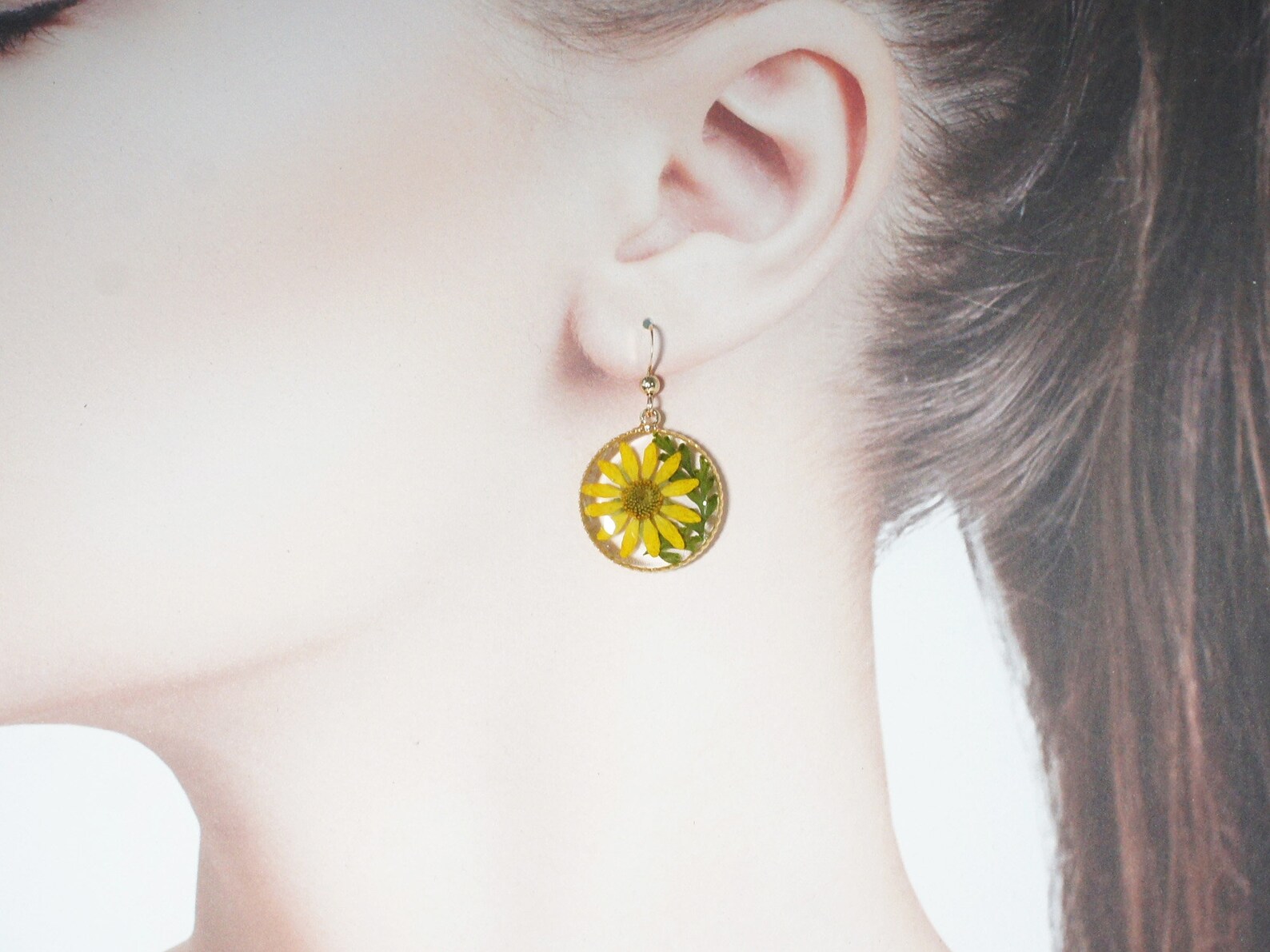 Yellow Flower Earrings Pressed Flower Earrings Resin | Etsy