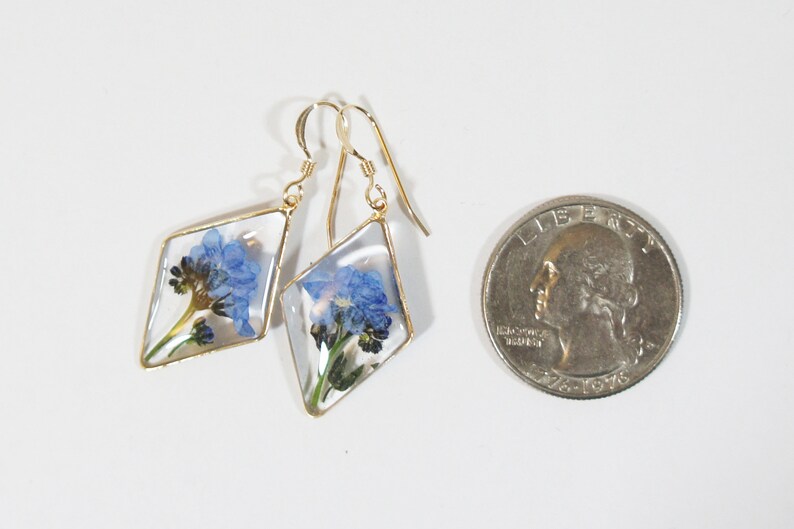 Forget me not Earrings Resin Earrings Pressed Flowers | Etsy