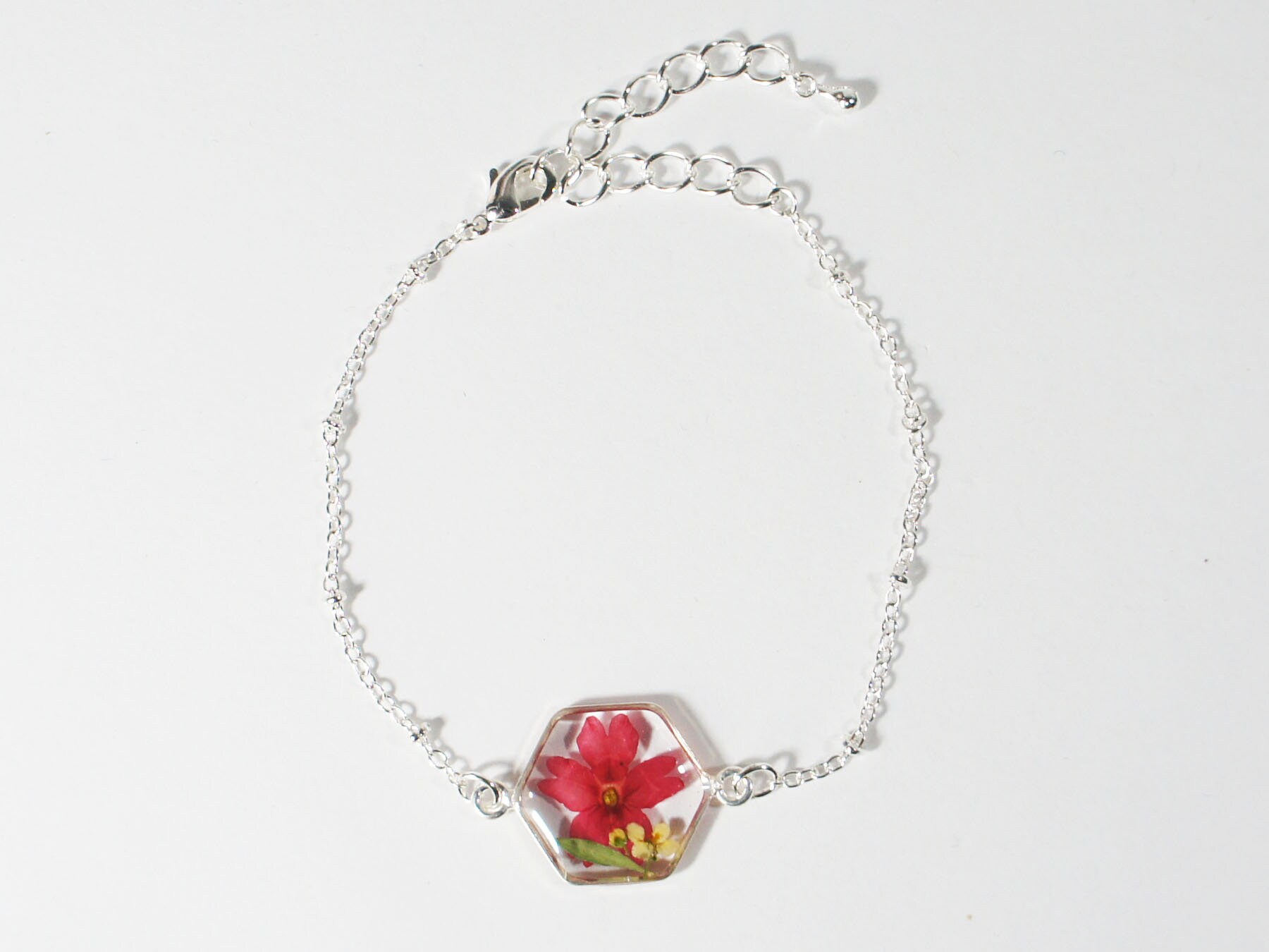 Pressed Flowers bracelet Red Flower Resin jewelry Resin | Etsy