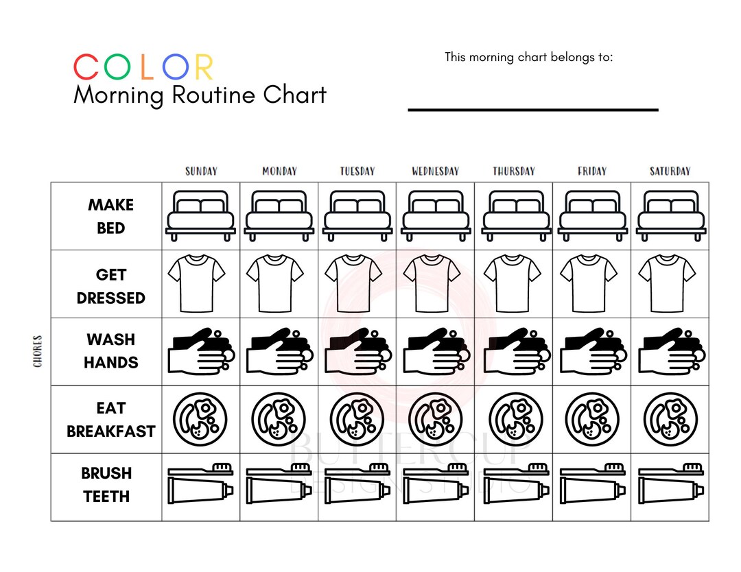 Morning + Evening Routine Coloring Charts - Etsy
