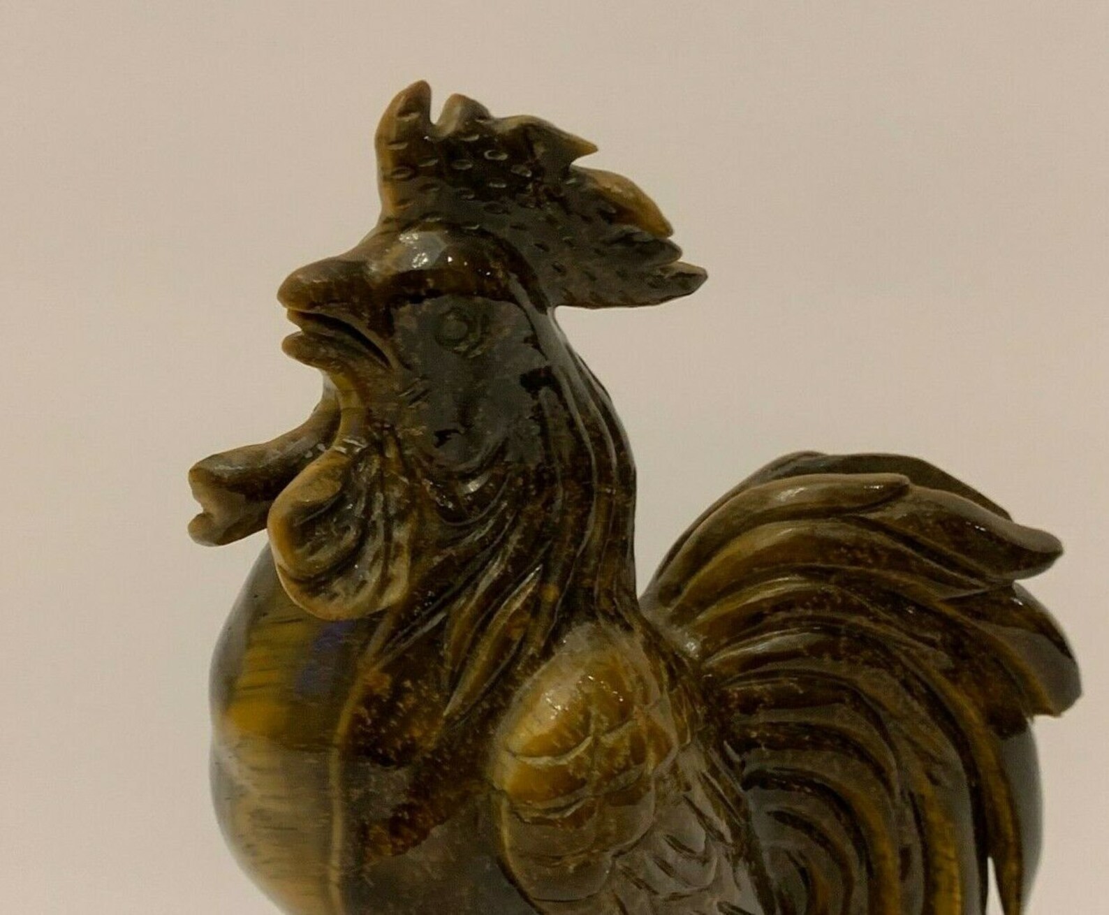 Antique Chinese Carved Tiger's Eye Stone Rooster Sculpture | Etsy