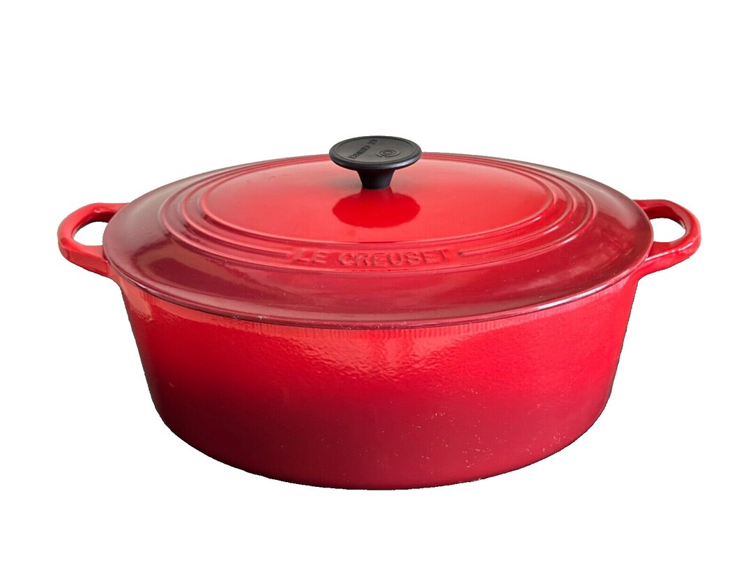 Vintage Le Creuset France Enamel Cast Iron #31 Red Oval Dutch Oven - Etsy