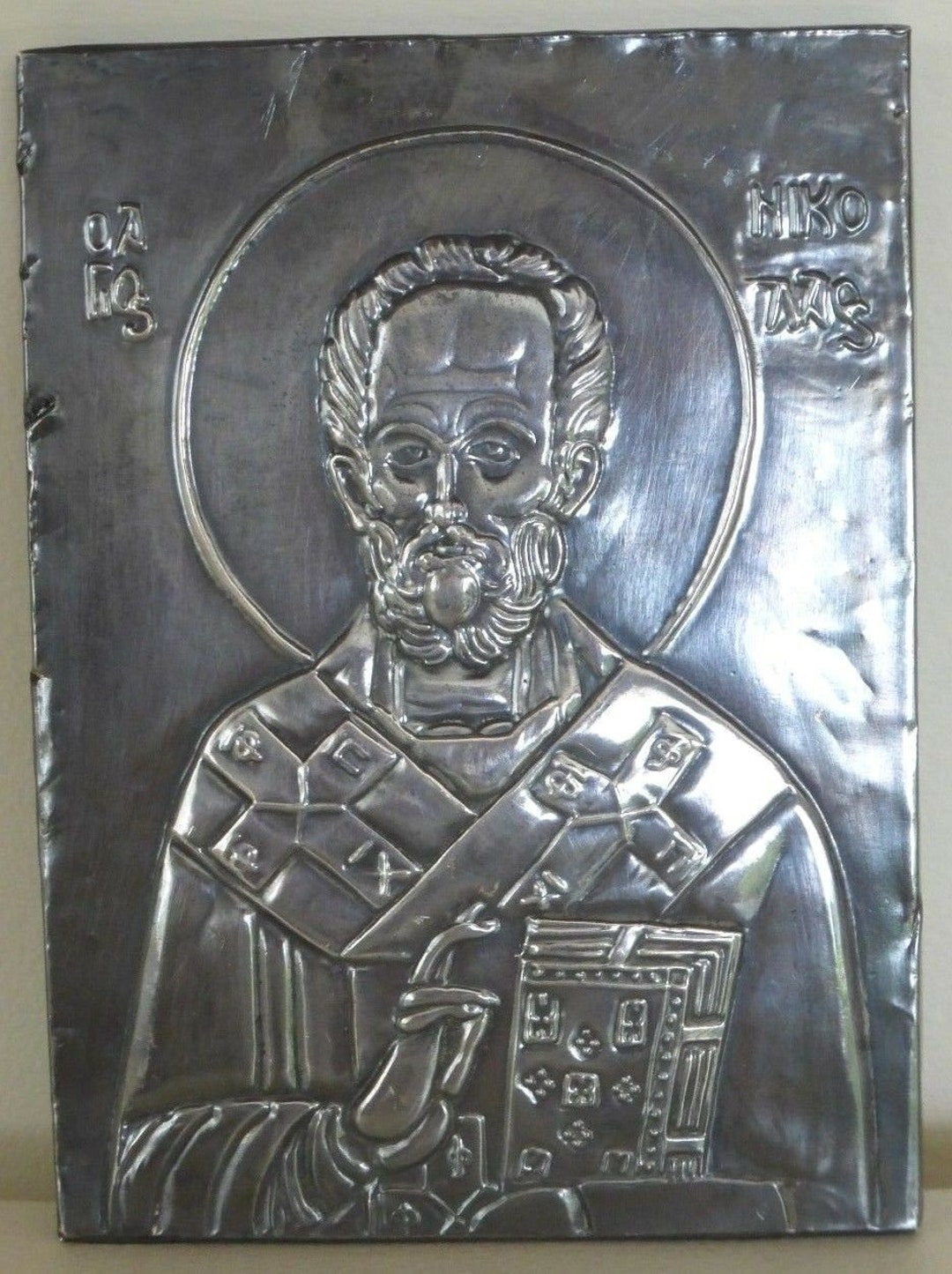 St Nicholas Pure Silver 1000 Religious Icon Signed by Artist - Etsy