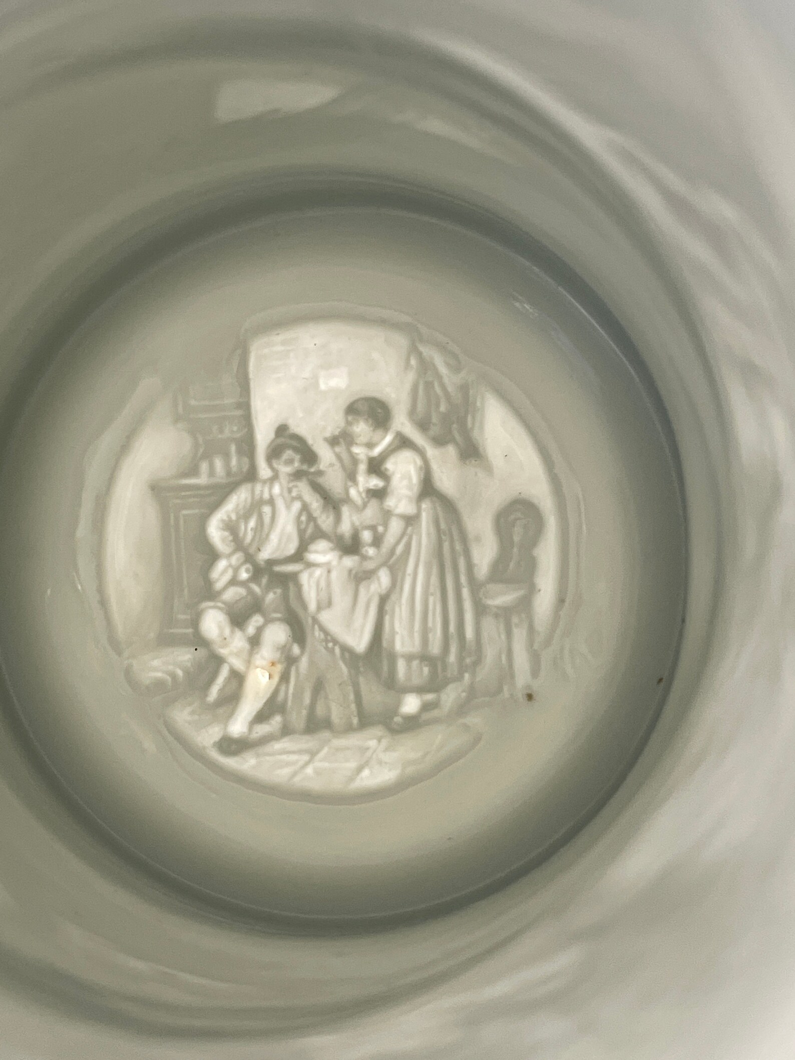 German Porcelain Lithophane Hand Painted Victorian Woman Portrait Beer ...