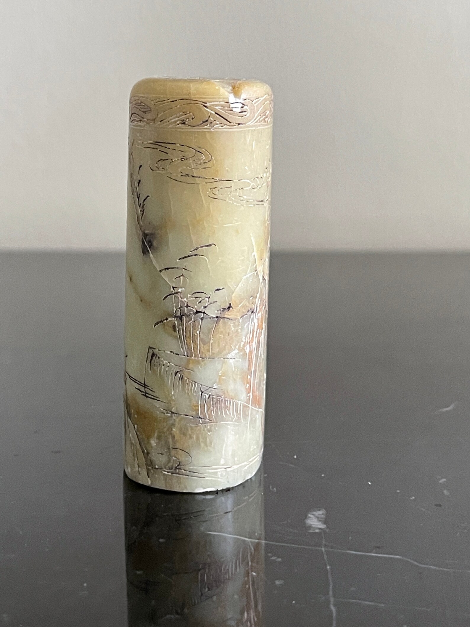 Antique Chinese Stone Seal Stamp With Landscape Scene and | Etsy