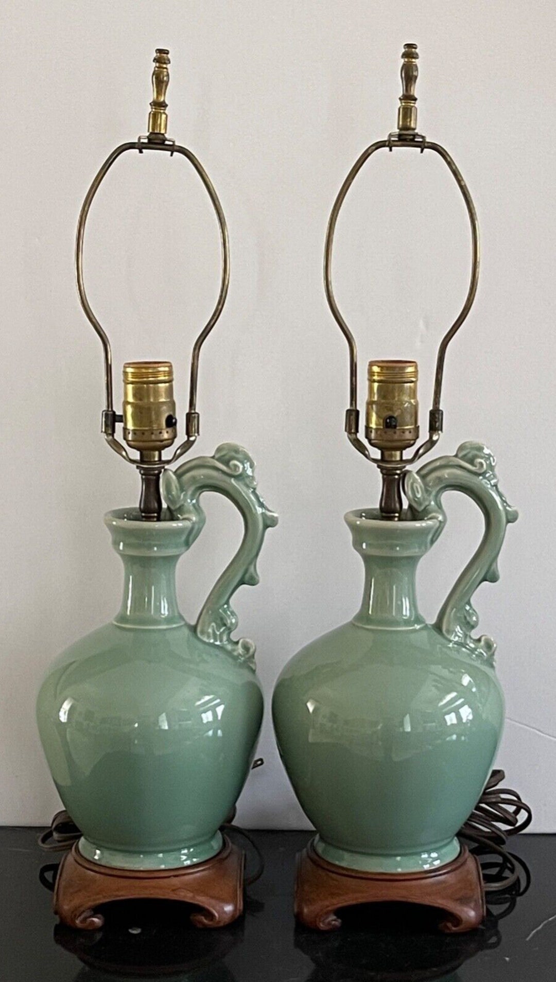 Extraordinary Vintage Pair of Chinese Longquan Hong Kong Celadon Table ...