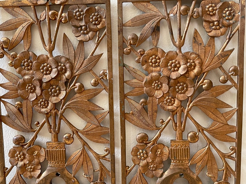 Vintage Japanese Metal Cherry Blossom Wall Decor Panels - Etsy