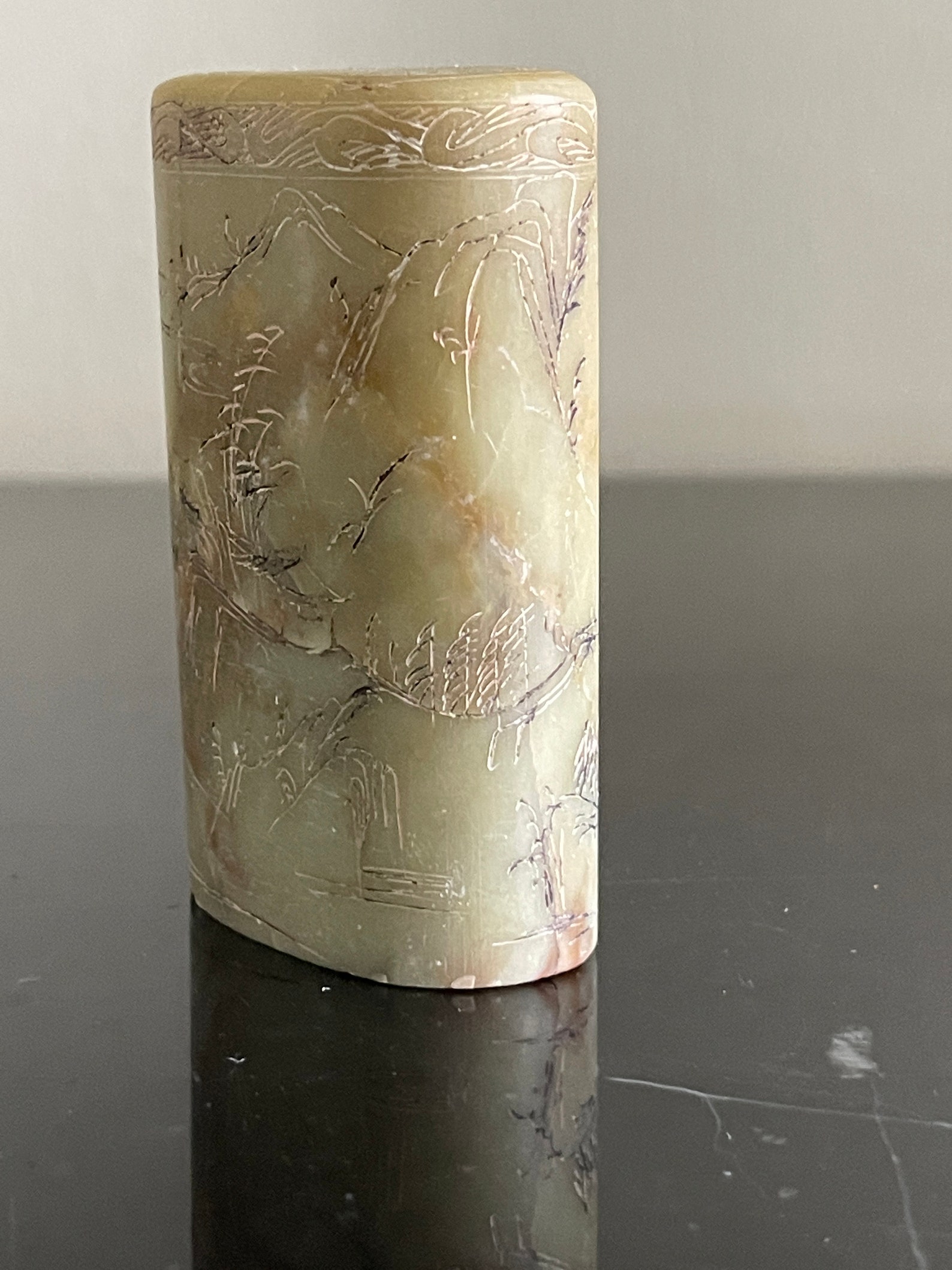 Antique Chinese Stone Seal Stamp With Landscape Scene and | Etsy