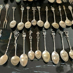 Vintage 31 Silver Souvenir Spoons and 4 Forks 363 Grams - Etsy