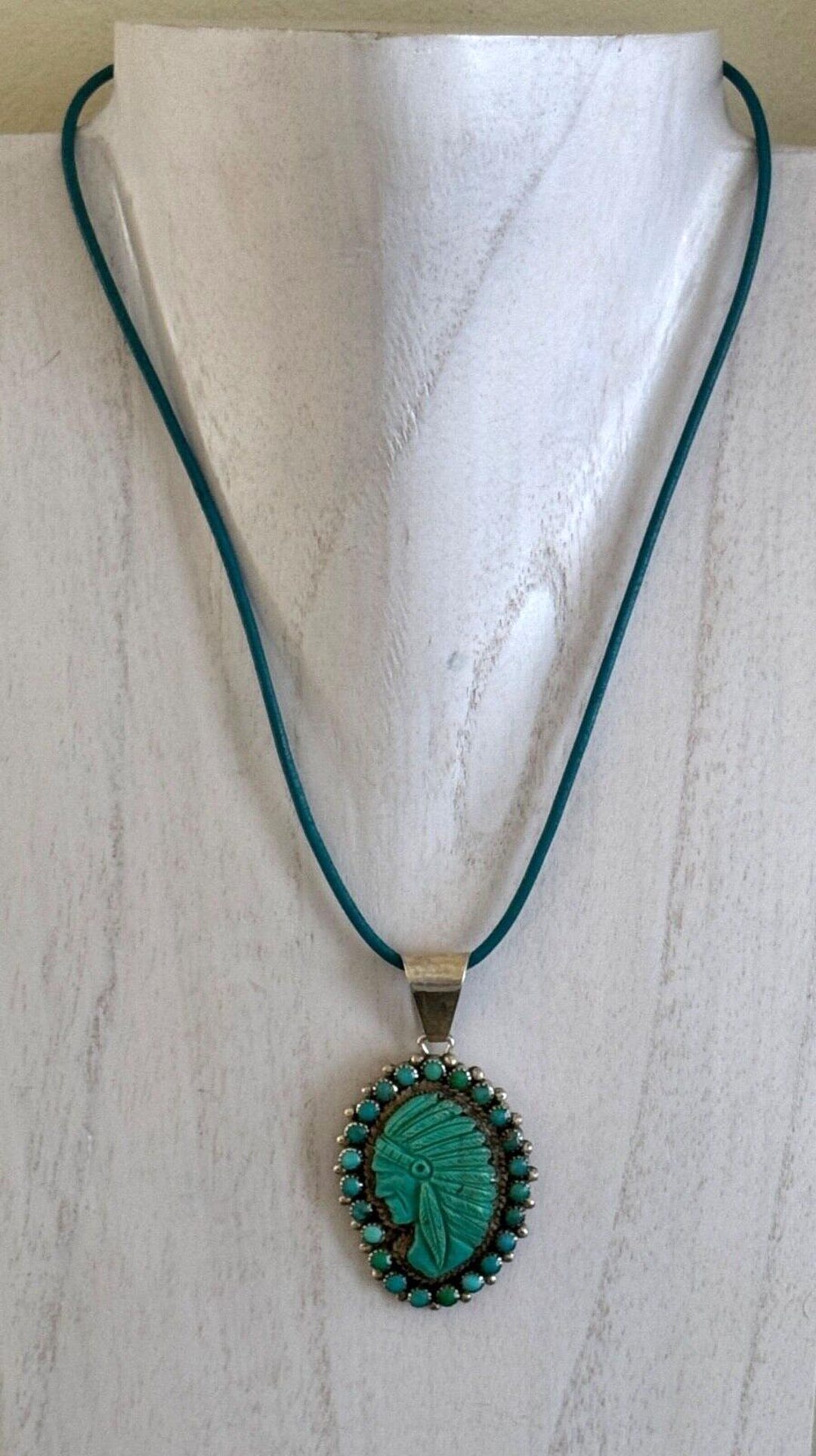 Vintage Navajo Indian Chief Head Sterling Silver Pendant Necklace - Etsy