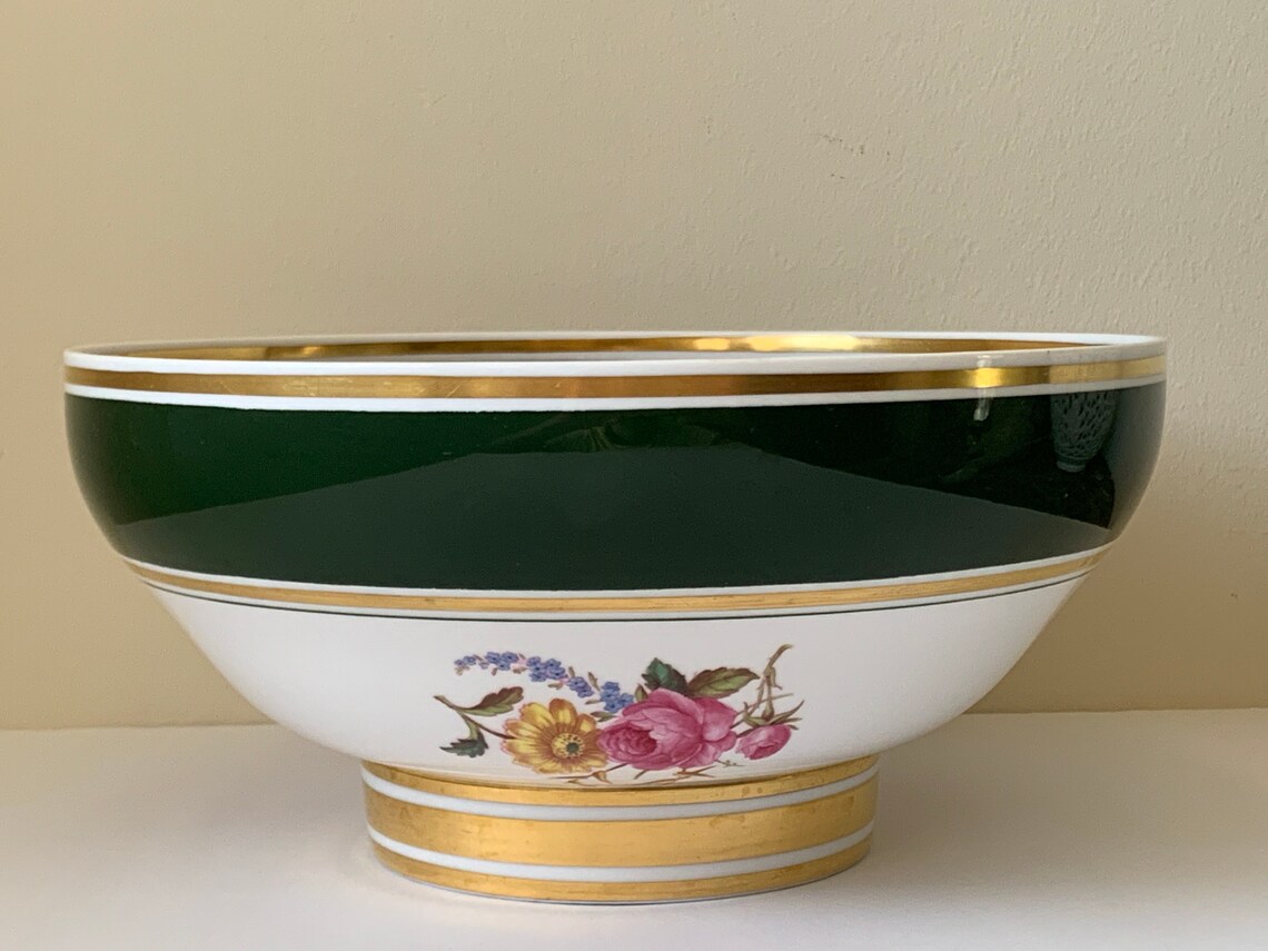 Spode Porcelain Impressive Green and Floral Serving Bowl | Etsy