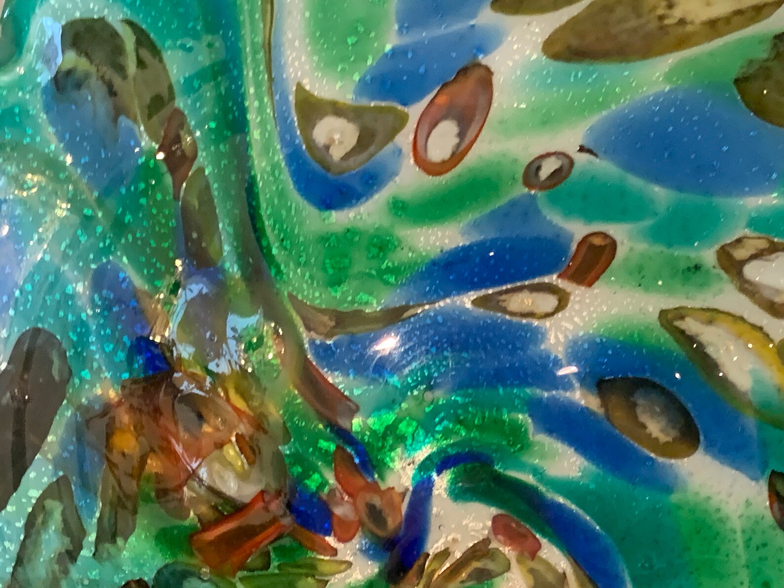 Lovely Vintage Italian Murano Green Silver Flakes Bowl | Etsy