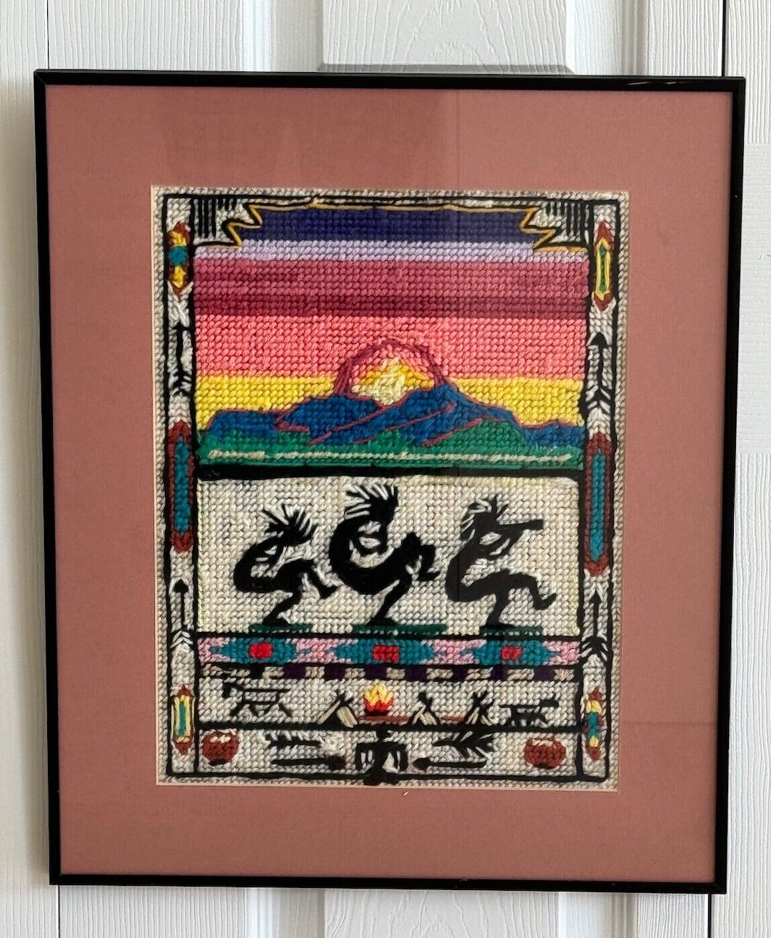Southwest Indian Needlepoint Framed Flute Players Artwork - Etsy