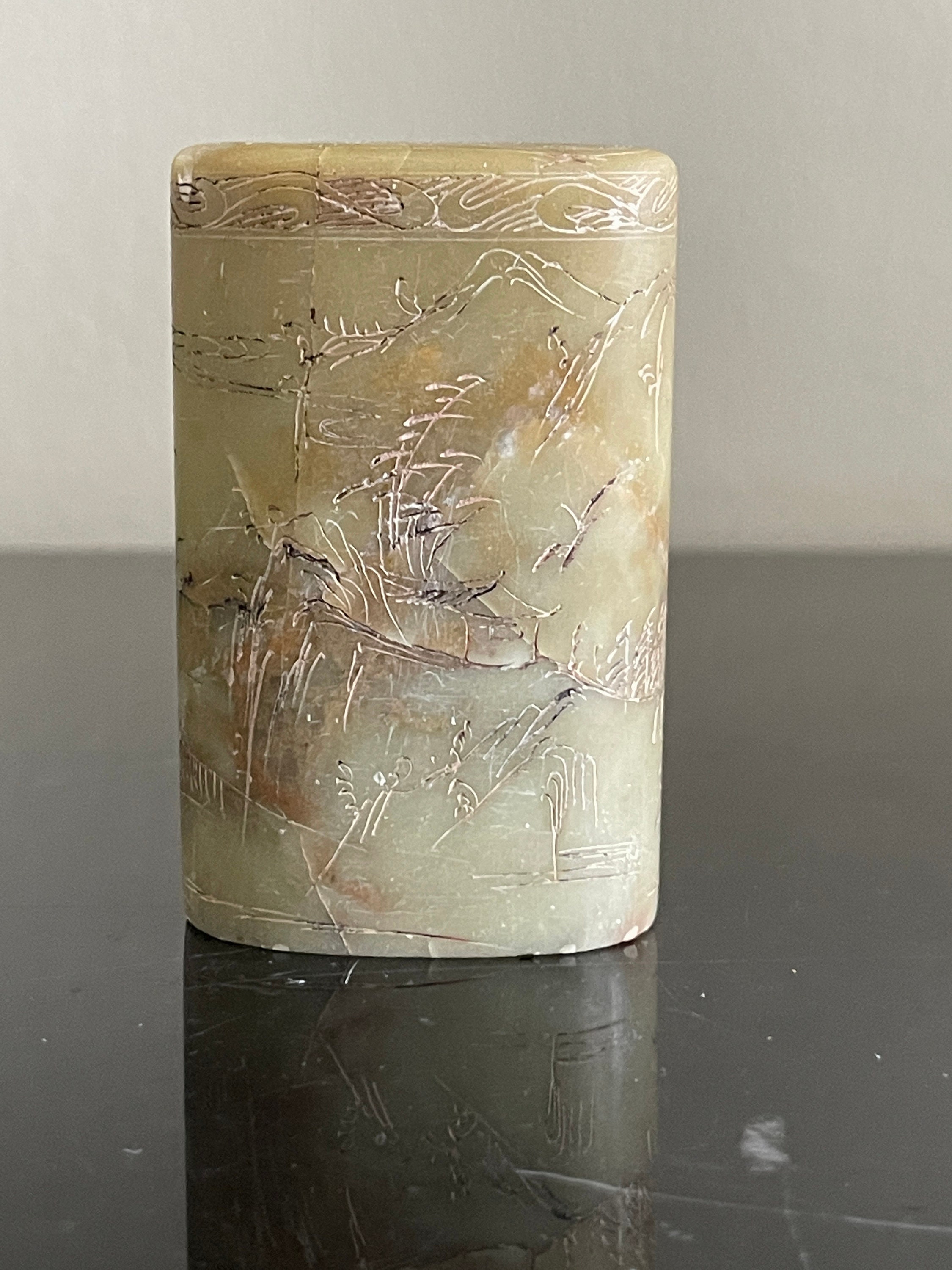 Antique Chinese Stone Seal Stamp With Landscape Scene and | Etsy