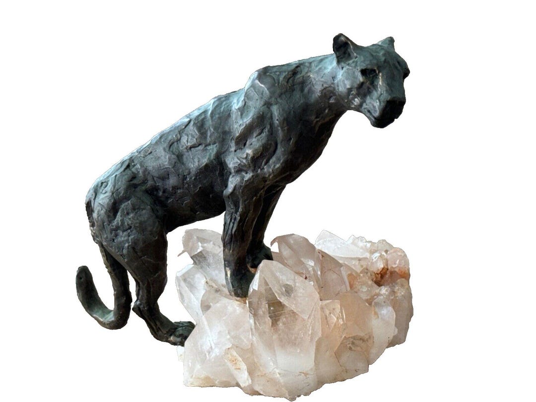 Robert R.J. Winship 1975 Panther Bronze Sculpture Mounted on Clear ...