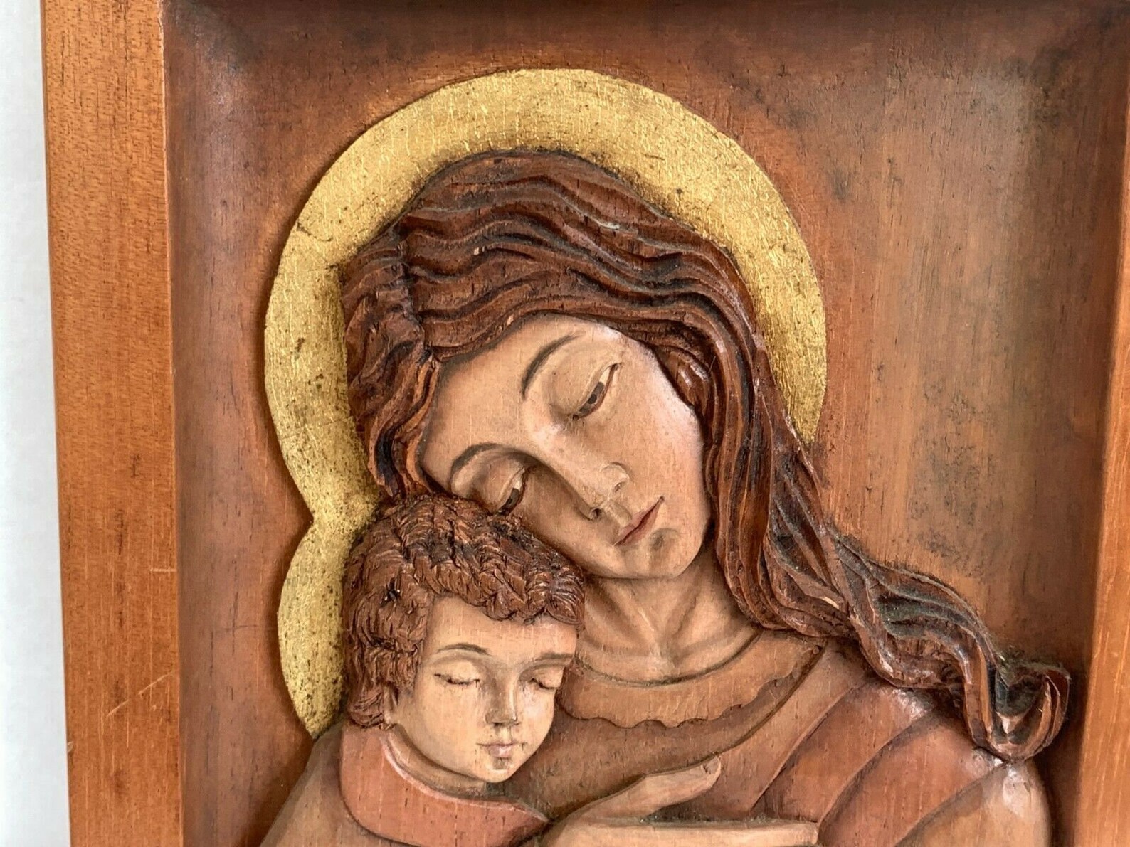 Peruvian Carved Wood Panel of Virgin Mary & Baby Jesus by | Etsy