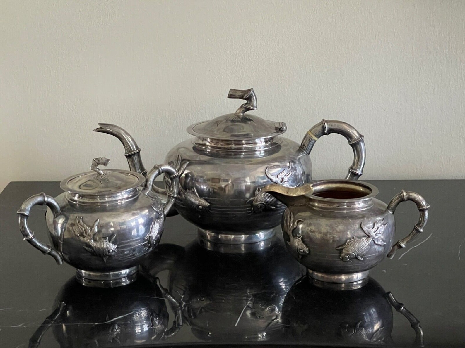 Fabulous Antique Chinese Export Silver Goldfish Tea Set 970 - Etsy
