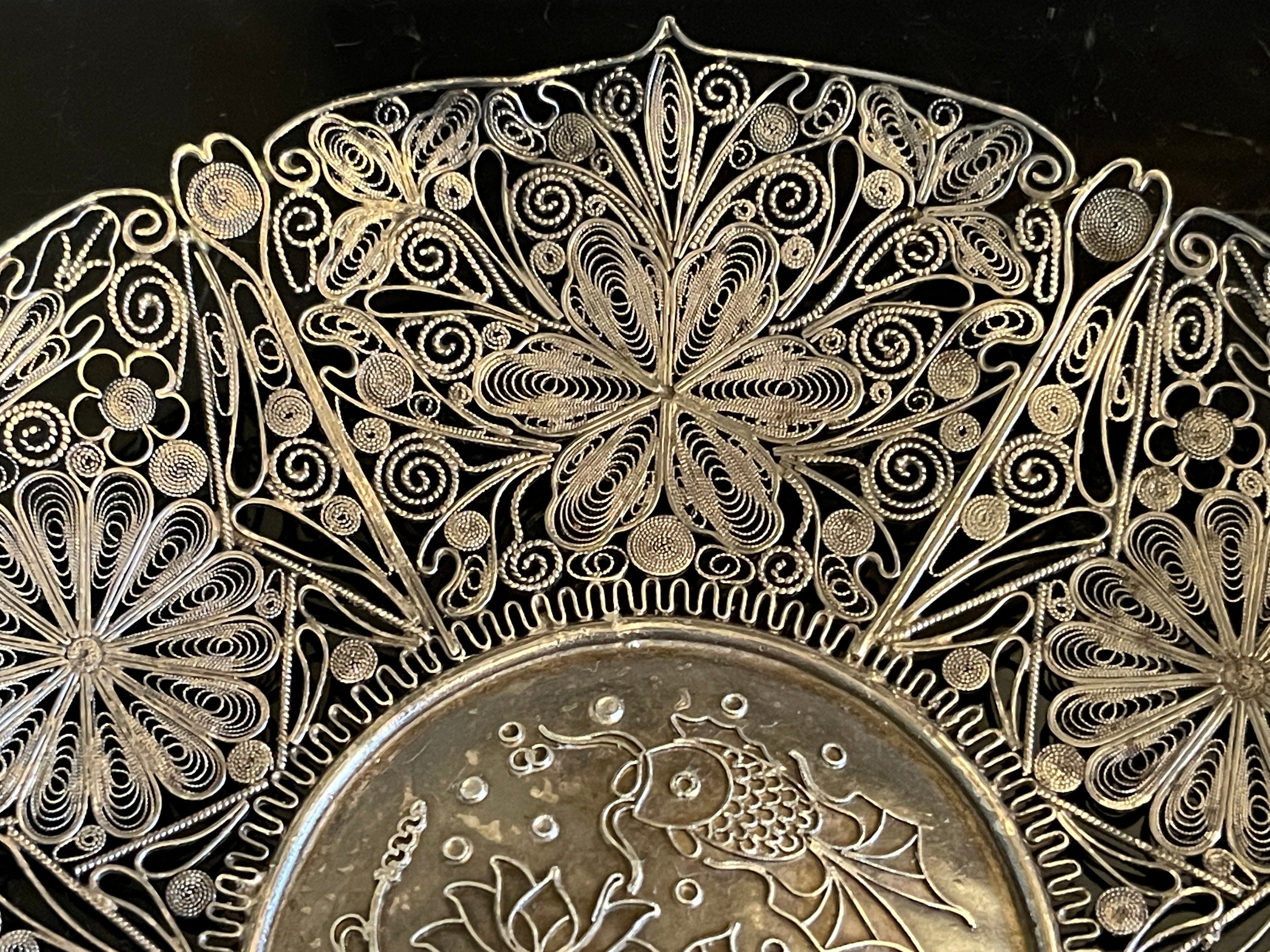 Fine Antique Chinese Silver Filigree Round Dish 130 Grams | Etsy