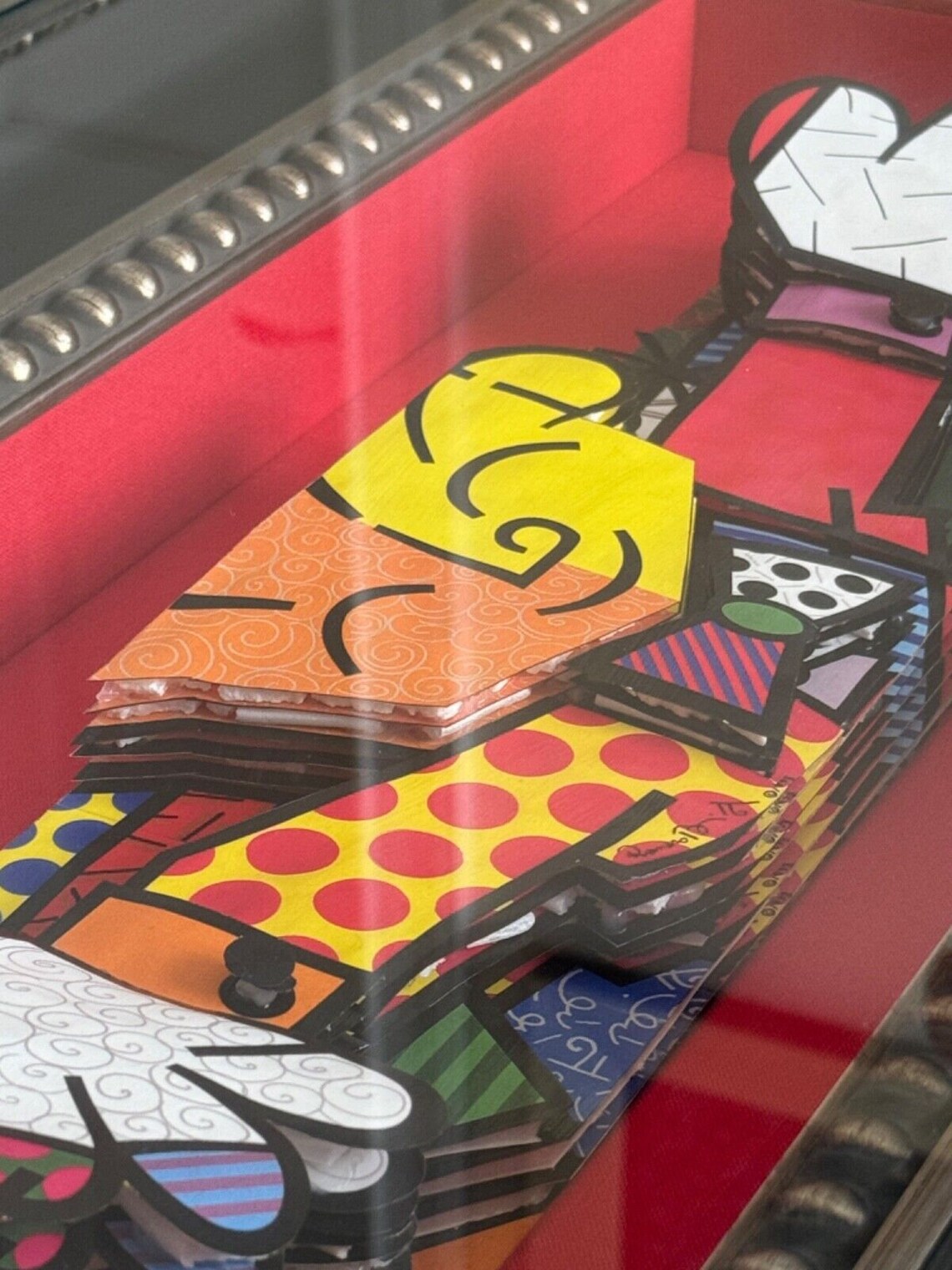 Romero Britto the Hug 1993 Impressively Framed and Heavy Rare 3D Style ...