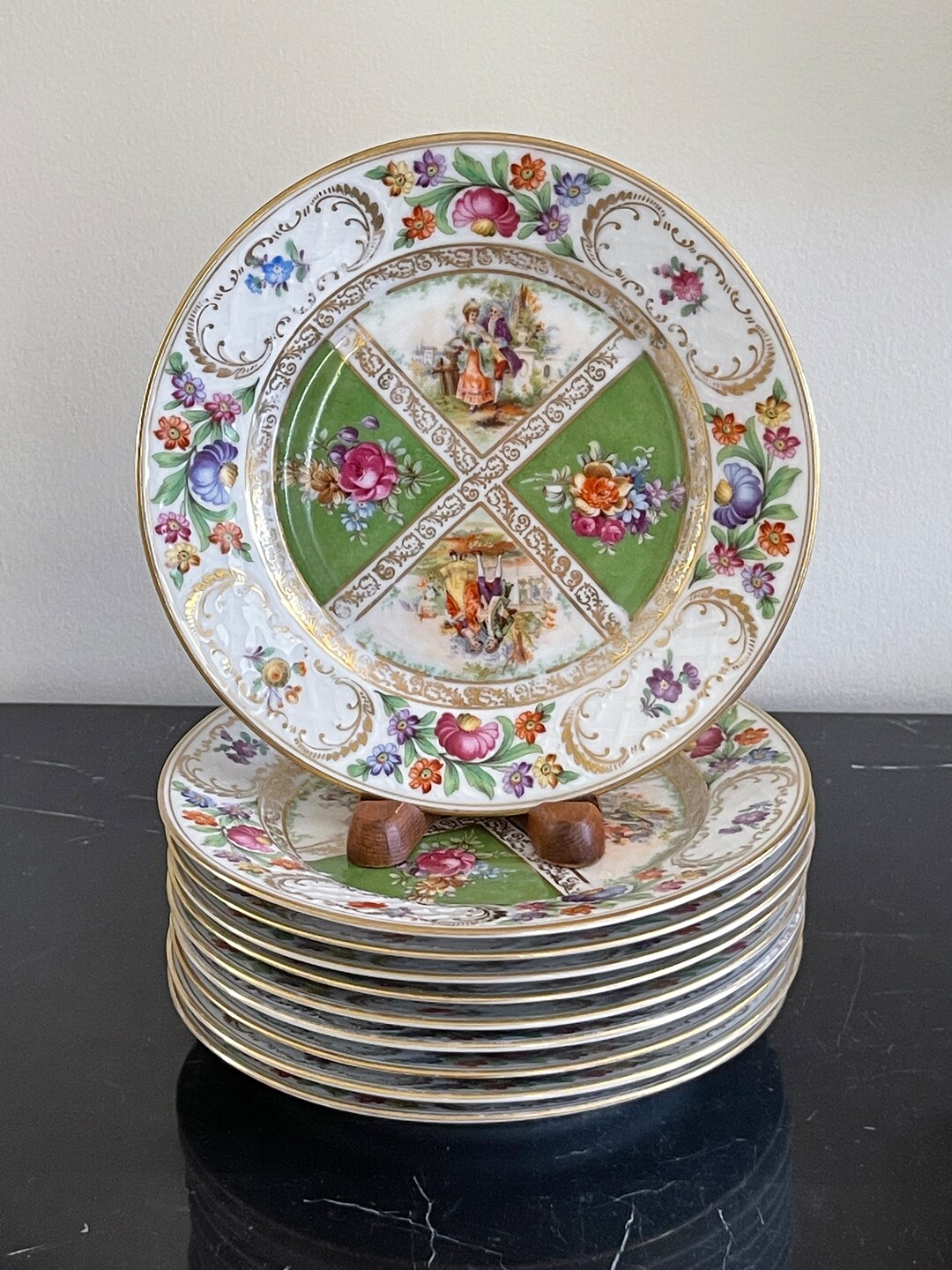 Antique Schumann Dresden Quatrefoil Plates Set of 10 - Etsy