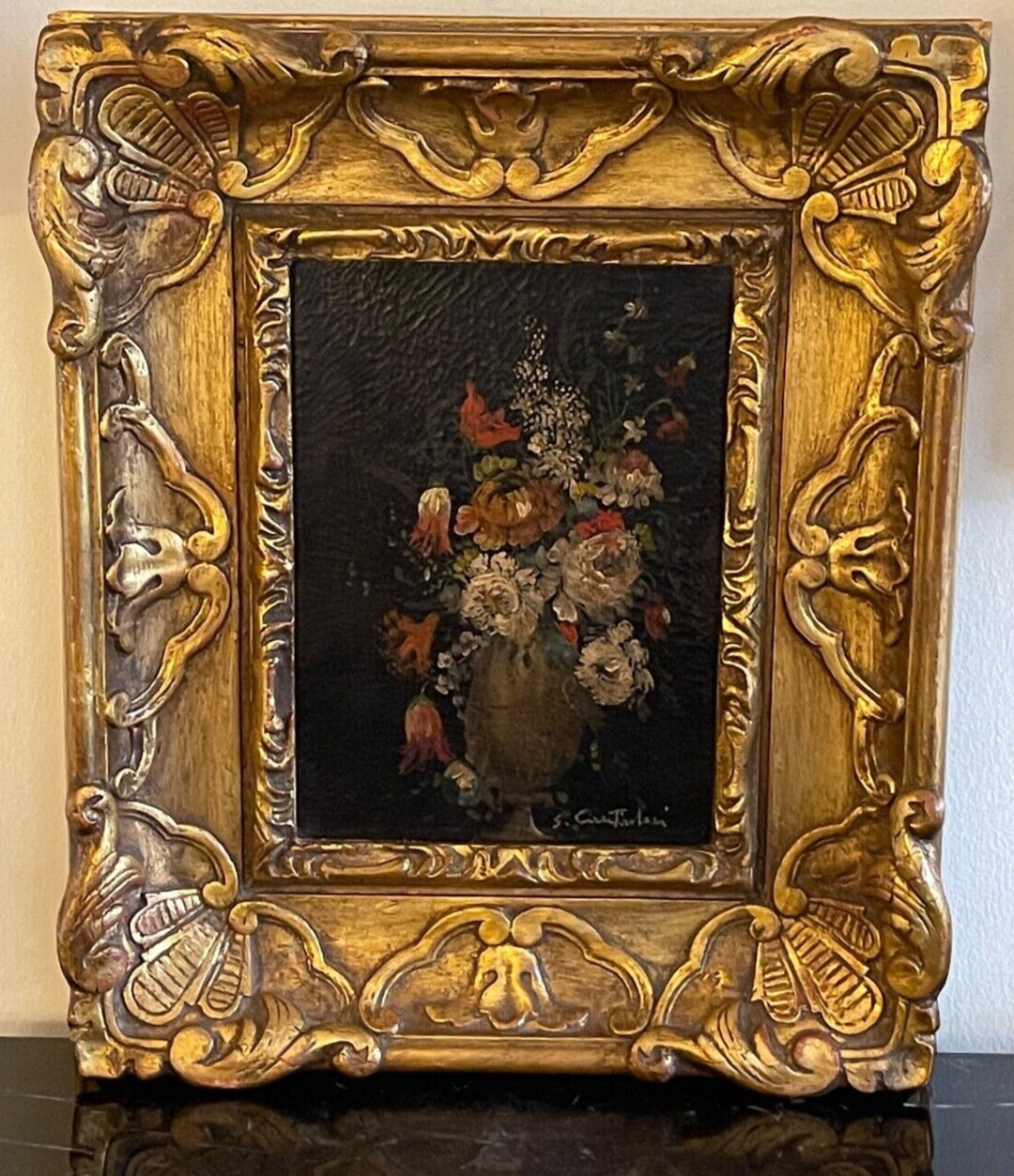 Original Vintage Artist Signed Oil Painting on Canvas Artwork Gesso ...