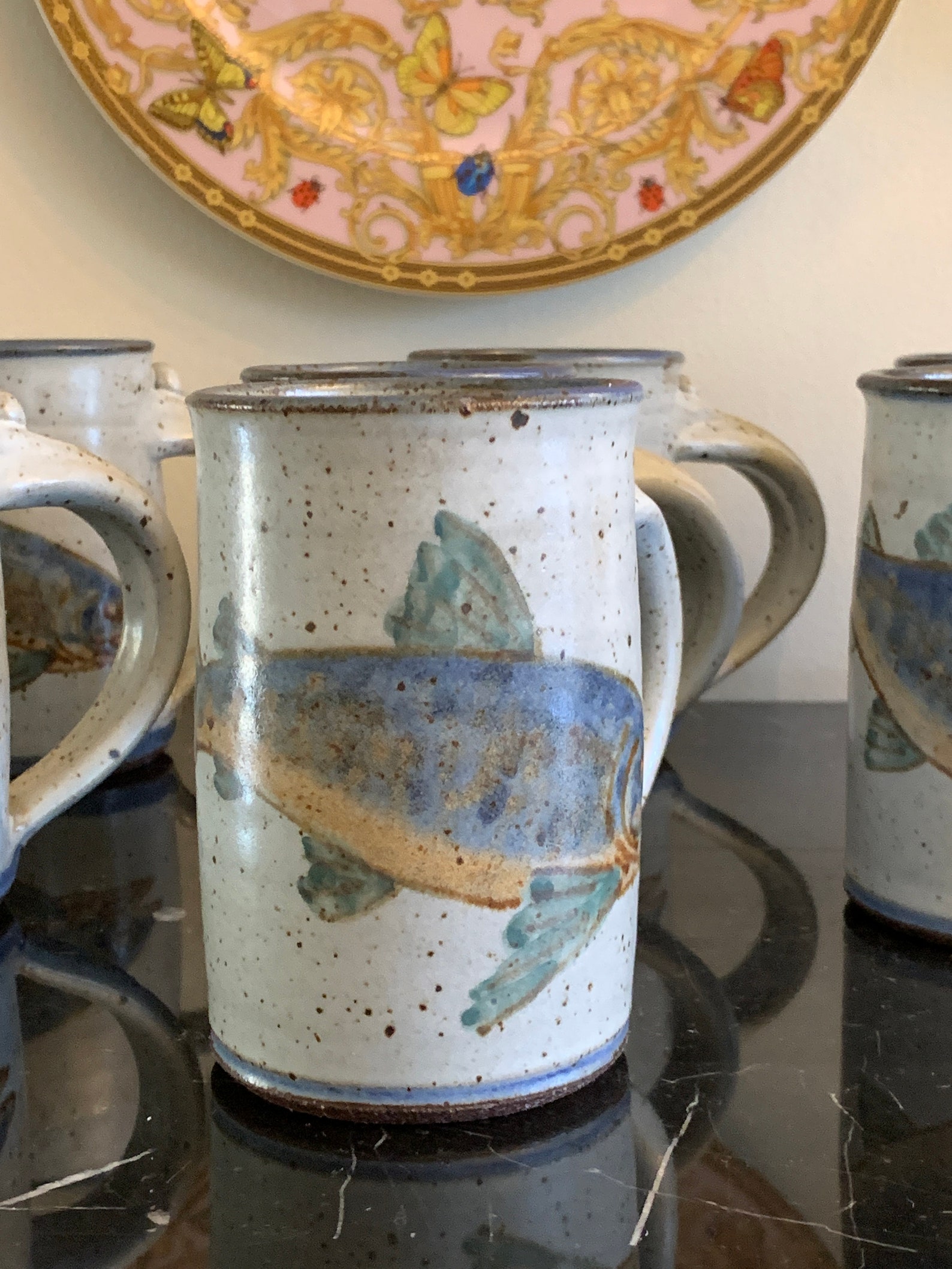 Impressive Vintage Set of 7 Stoneware Mugs Signed by Artist - Etsy