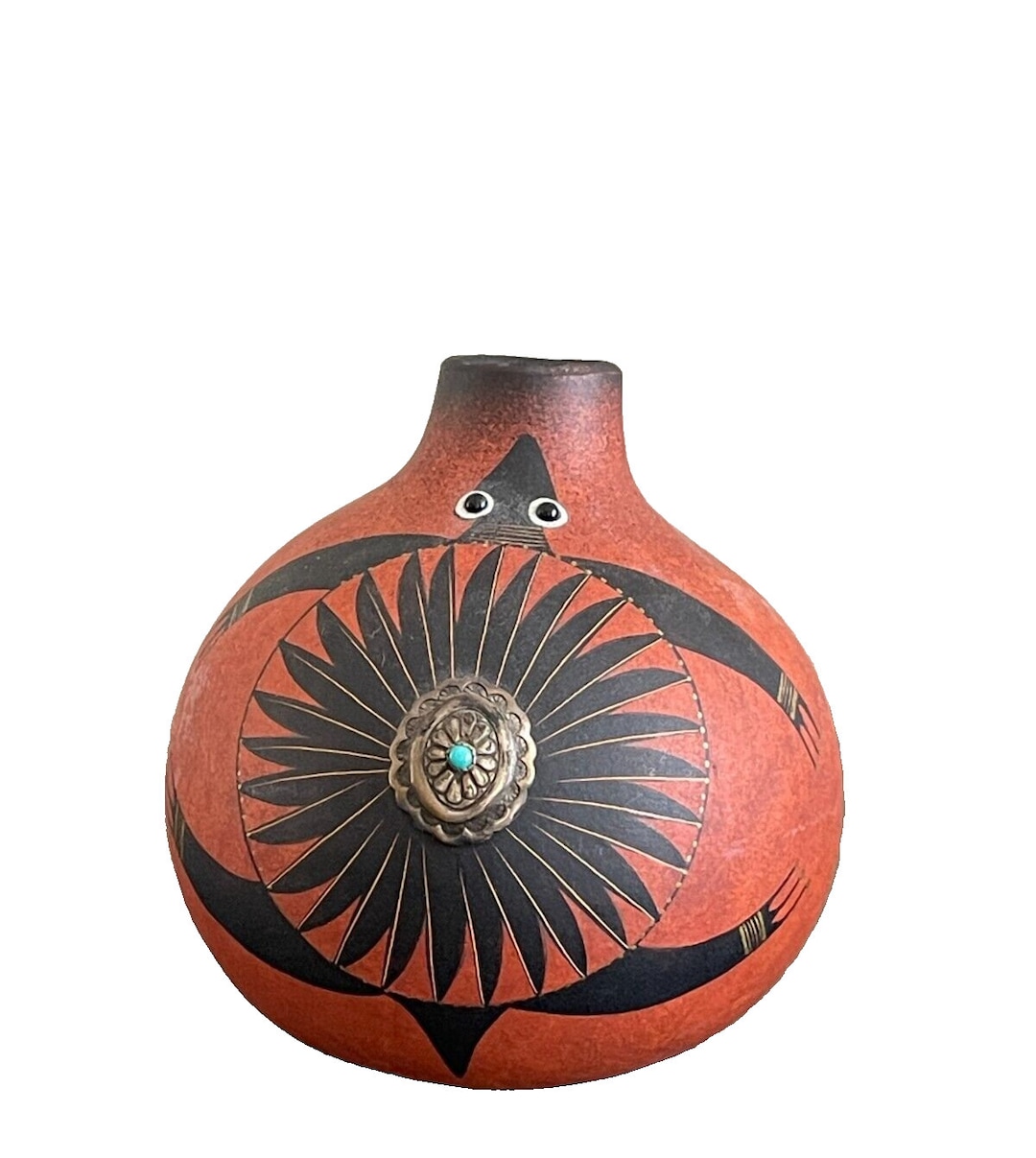 Robert Rivera 1984 Hand Painted Gourd Vase - Etsy