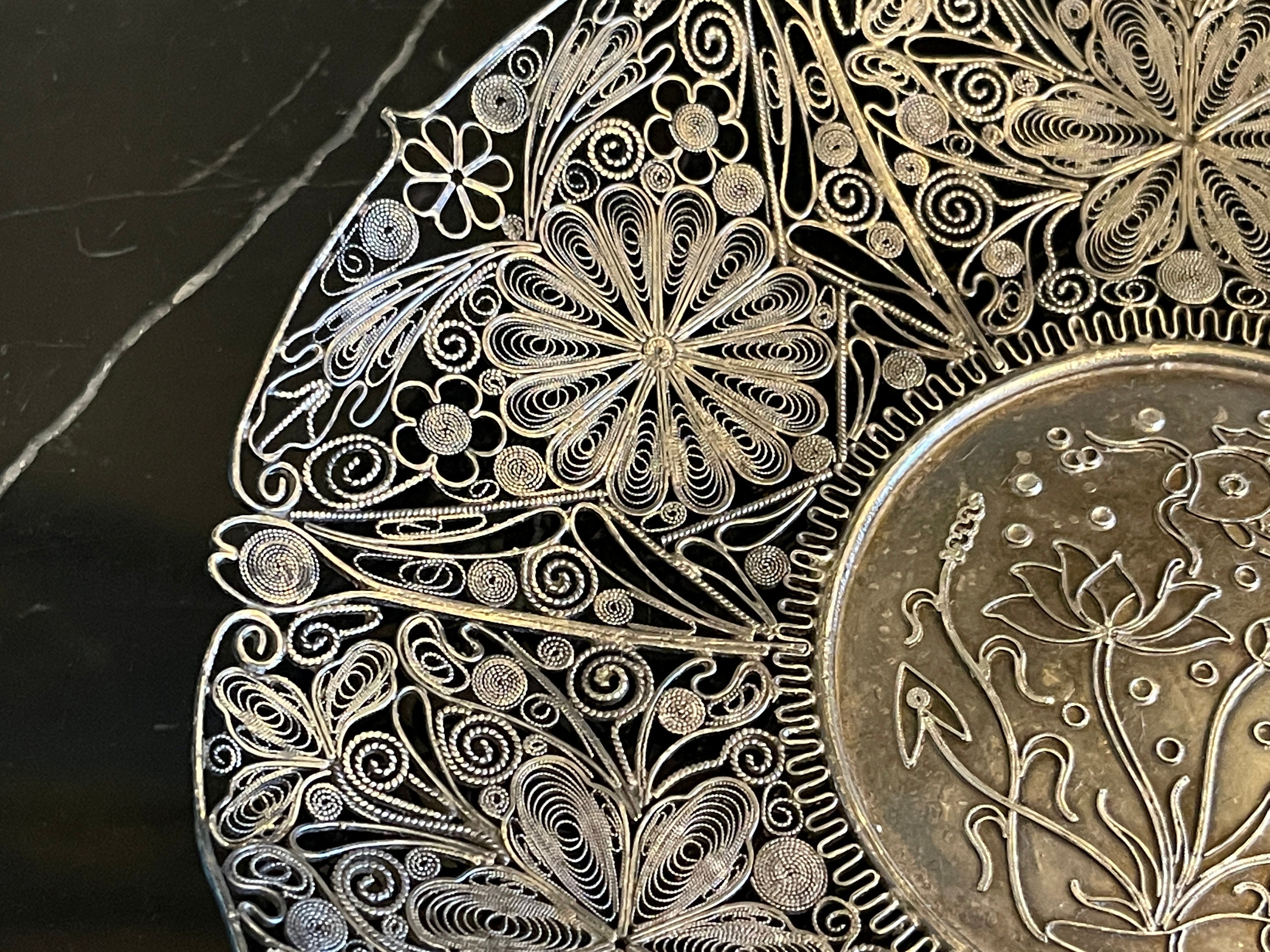 Fine Antique Chinese Silver Filigree Round Dish 130 Grams | Etsy