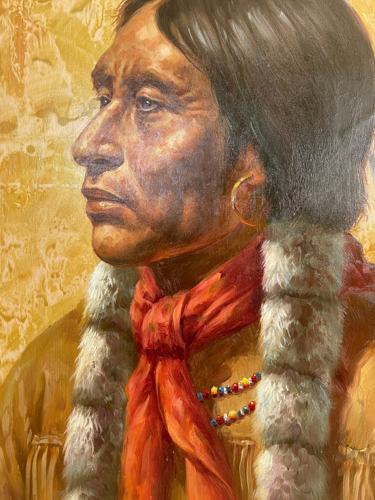 Troy Denton (B. 1949) Native American Indian Portrait Oil on Canvas ...