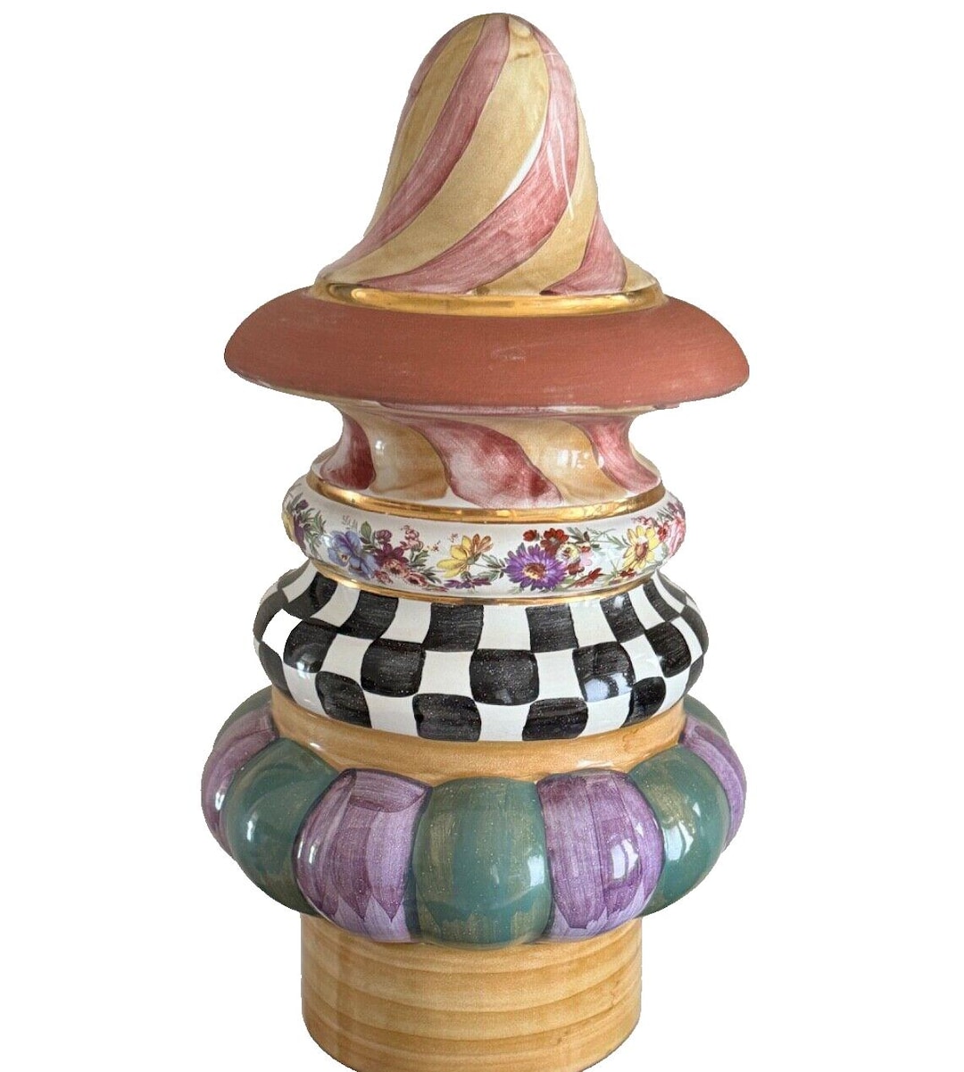 Mackenzie Childs Large and Heavy Tuffet Ottoman Table Finial Pottery ...