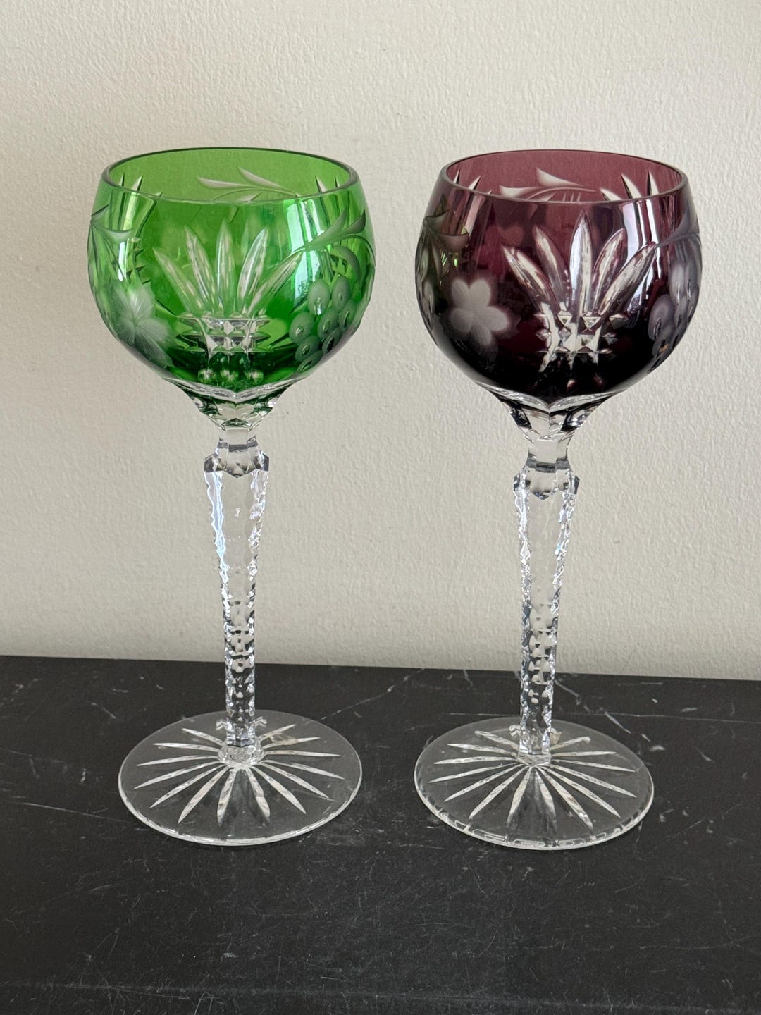 Ajka Cut to Clear Crystal Hock Wine Glasses Set of 2 - Etsy