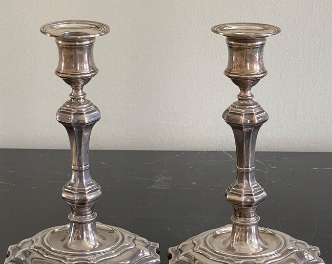 William Hutton & Sons English Sterling Silver Weighted Candlesticks ...